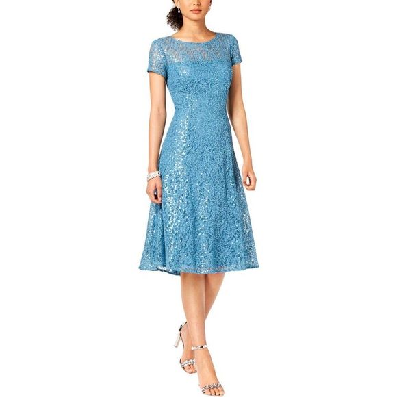S.L. Fashions | Dresses | Sl Fashions Womens Sequined Lace Midi Dress 2 ...